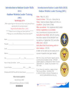 Fillable Online calumetcouncil Introduction to Outdoor Leader Skills ...