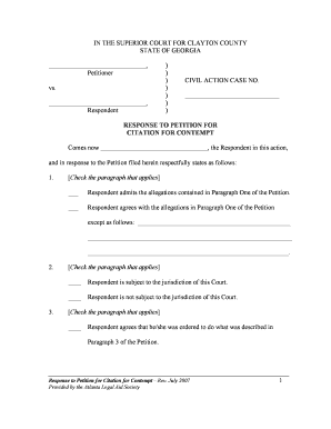 Fillable Online Response to Petition for Contempt.doc Fax Email Print ...