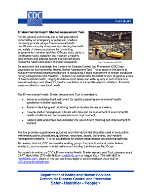 Fillable Online emergency cdc Environmental Health Shelter Assessment ...