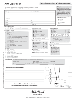 Fillable Online ottobock pp afo form Fax Email Print - pdfFiller