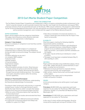 Fillable Online turnaround 2013 Carl Marks Student Paper Competition ...