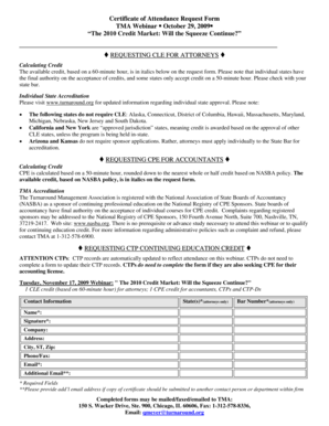 Fillable Online turnaround Certificate of Attendance Request Form TMA ...