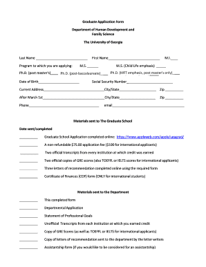 Fillable Online fcs uga Application Form - College of Family and ...