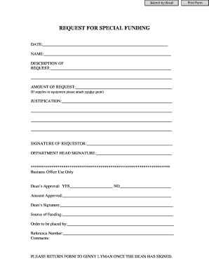 Fillable Online REQUEST FOR SPECIAL FUNDING Fax Email Print - pdfFiller
