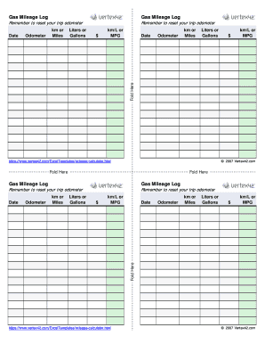 Fillable Online Gas Mileage Log Fax Email Print - pdfFiller