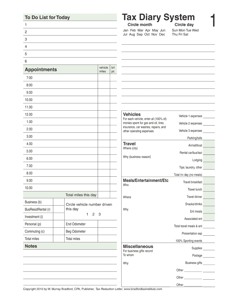Fillable Online Tax Diary System Fax Email Print - pdfFiller