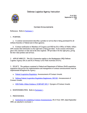 Fillable Online dla Contract Announcements - Defense Logistics Agency ...