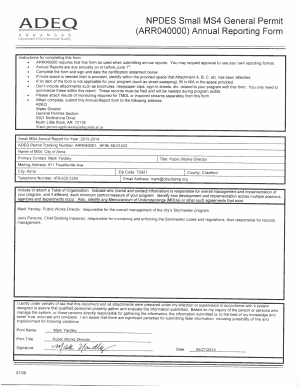 Fillable Online adeq state ar ADEQ NPDES Small MS4 General Permit ...