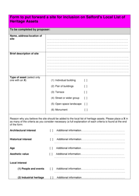 Fillable Online Local list identification form - Salford City Council ...