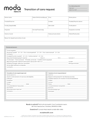 Fillable Online Transition of Care Request Form - Moda Health Fax Email ...