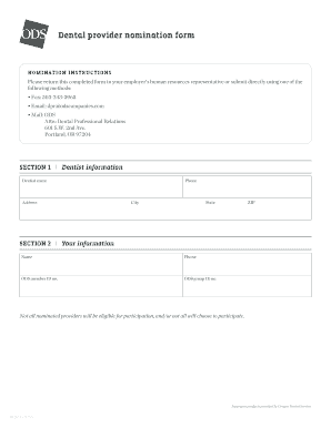 Fillable Online Dental provider nomination form - Moda Health Fax Email ...