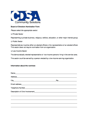 Fillable Online cdsaok Board of Directors Nomination Form Please select ...