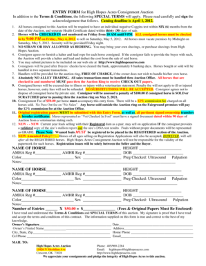 Fillable Online Auction entry form m.. - High Hopes Acres Fax Email ...