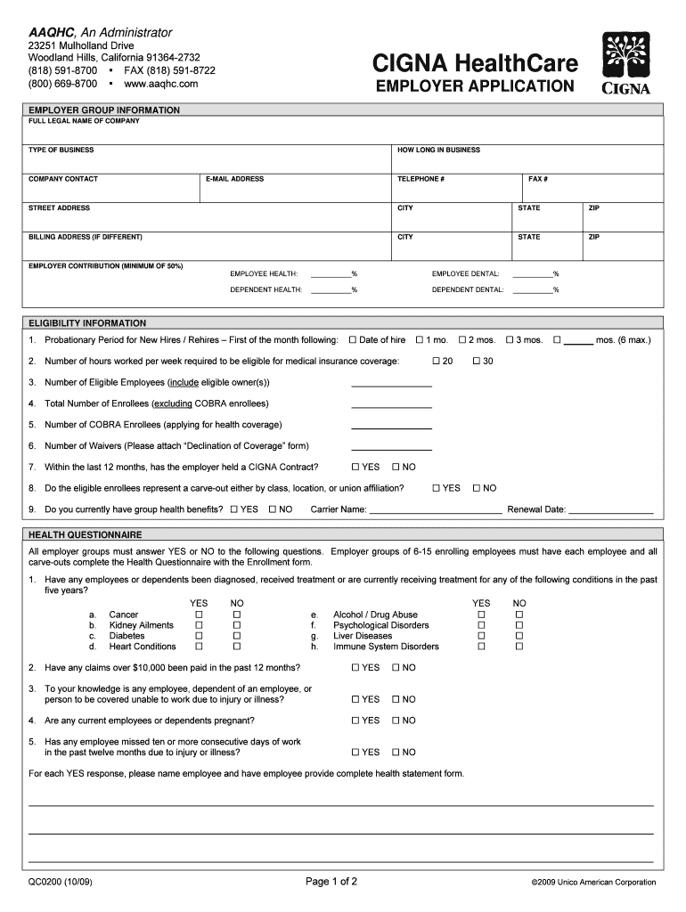 Fillable Online CIGNA HealthCare - AAQHC Fax Email Print - pdfFiller