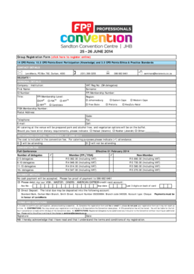 Fillable Online FPI 2014 Group Registration Template - incl. CPD Points ...