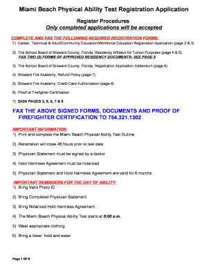 Fillable Online bfa Miami Beach Physical Ability Test Registration ...