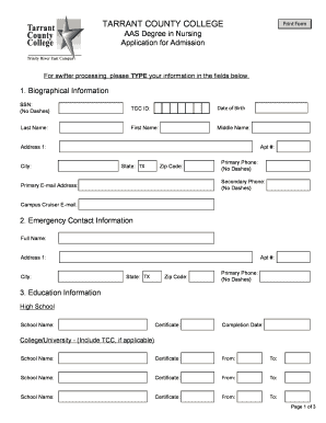 Fillable Online tccd TARRANT COUNTY COLLEGE - tccd Fax Email Print ...