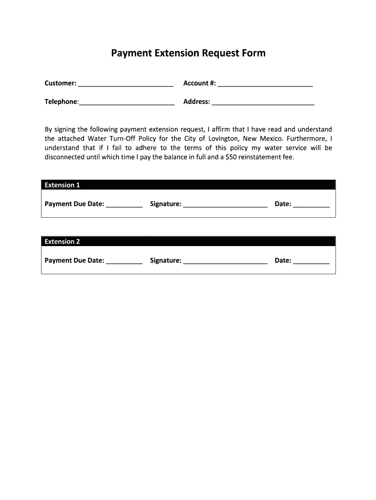 Fillable Online lovington Payment Extension Request Form - City of ...