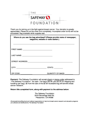 Fillable Online safewayfoundation Printable Order Form - The Safeway ...