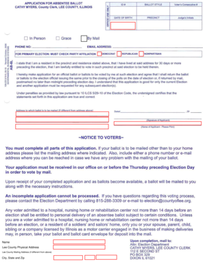 Fillable Online APPUCATION FOR ABSENTEE BALLOT BALLOT STYLE Voter's ...