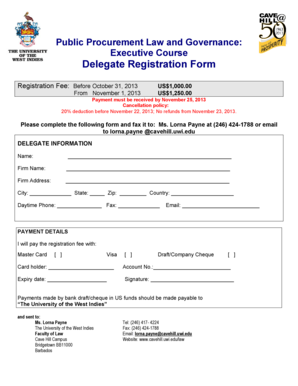 Fillable Online cavehill uwi Procurement Law RegistrationForm,2013 ...