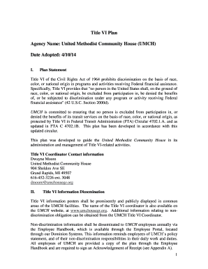 Fillable Online umchousegr Sample of Title VI Plan - United Methodist ...