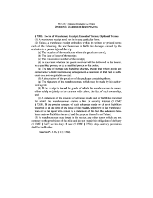 Fillable Online cnmilaw 7202. Form of Warehouse Receipt; Essential ...
