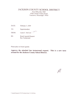 Fillable Online Bus Turnaround - Prerito - Jackson County School ...