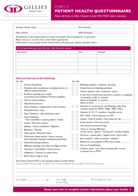 Fillable Online Form 3: Patient Health Questionnaire (PDF) - Gillies ...