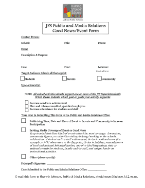 Fillable Online PMR Good News Form (PDF) - Jackson Public Schools Fax ...