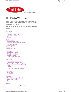 Fillable Online checkwriter CheckWriter Overview: - checkwriter Fax ...