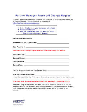 Fillable Online Password Change Request Form Fax Email Print - pdfFiller