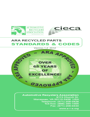 Fillable Online ARA RECYCLED PARTS STANDARDS amp CODES - Timberlake ...