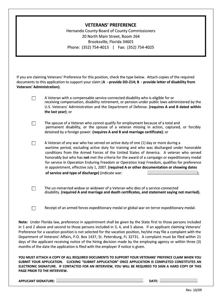 Fillable Online Hernando County Board of County Commissioners Fax Email ...