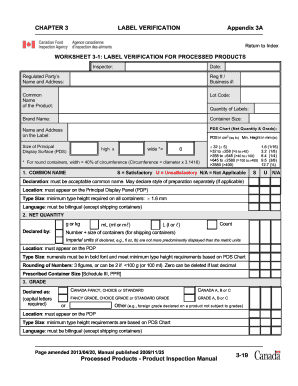 Fillable Online inspection gc CHAPTER 3 LABEL VERIFICATION - Canadian ...