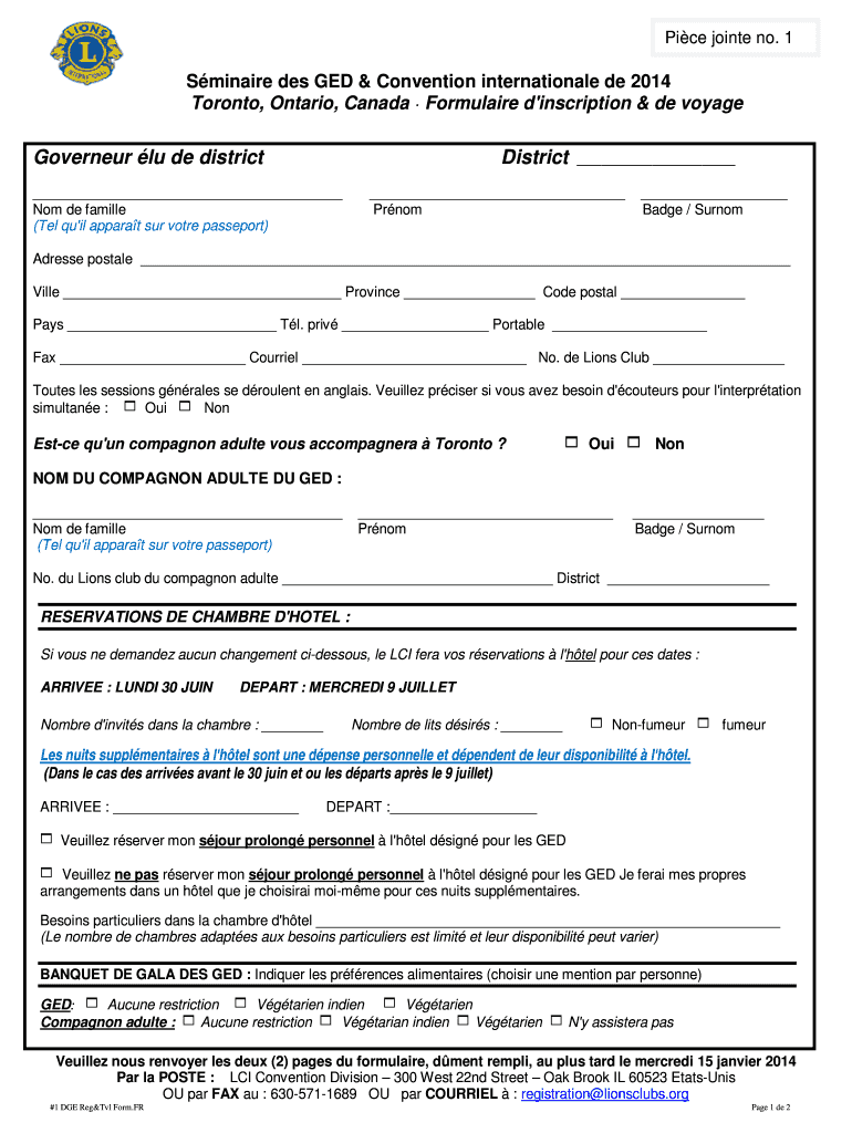 Remplissable En Ligne #1 DGE Reg&Tvl form.FR - Lions Clubs ...