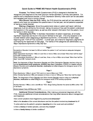 Fillable Online Quick Guide to PRIME-MD Patient Health Questionnaire ...
