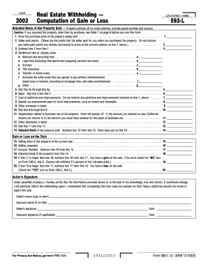 Fillable Online YEAR Real Estate Withholding CALIFORNIA FORM 2003 ...