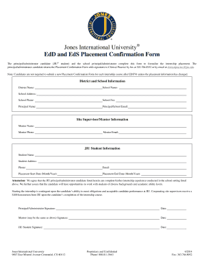 Fillable Online EdD and EdS Placement Confirmation Form - Jones ...