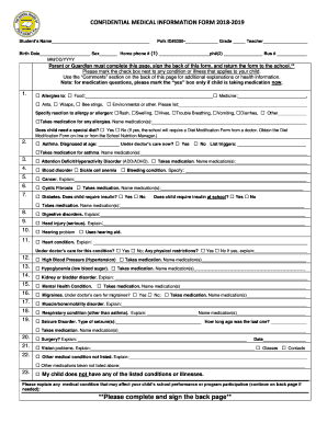 Fillable Online CONFIDENTIAL MEDICAL INFORMATION FORM 2018-2019 ... Fax ...