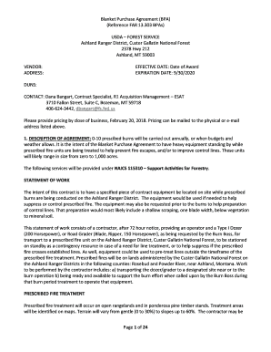 Fillable Online Blanket Purchase Agreement (BPA) (Reference FAR 13.303 ...