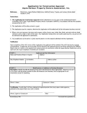 Fillable Online Construction Approval. Construction Approval ...