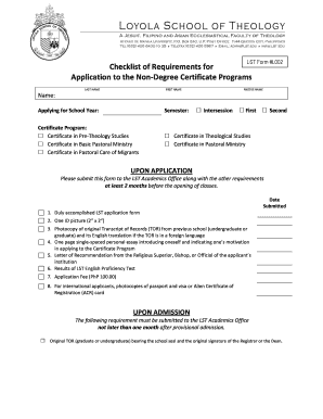 Fillable Online Checklist of Requirements for LST Form #L002 Fax Email ...
