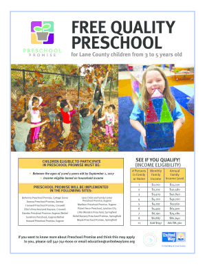 Fillable Online Preschool Promise packet.ENGLISH - LaneKids Fax Email ...