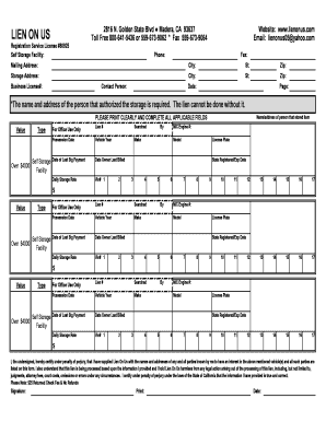 Fillable Online Printable Lien Sale Form - Fill Online, Printable ...