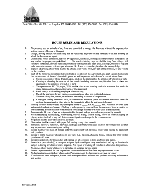 Fillable Online house rules and regulations - Statewide Enterprises Fax ...