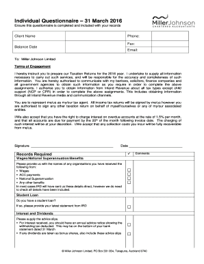 Fillable Online Client Questionnaire Individual - Miller Johnson ...
