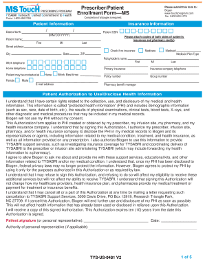Prescriber/Patient Enrollment FormMS - AcariaHealth - Fill and Sign ...