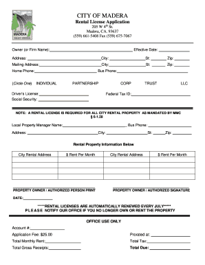 Fillable Online Property Rental Business License Application Fax Email ...