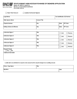 Fillable Online state agency new account/change of signers application ...